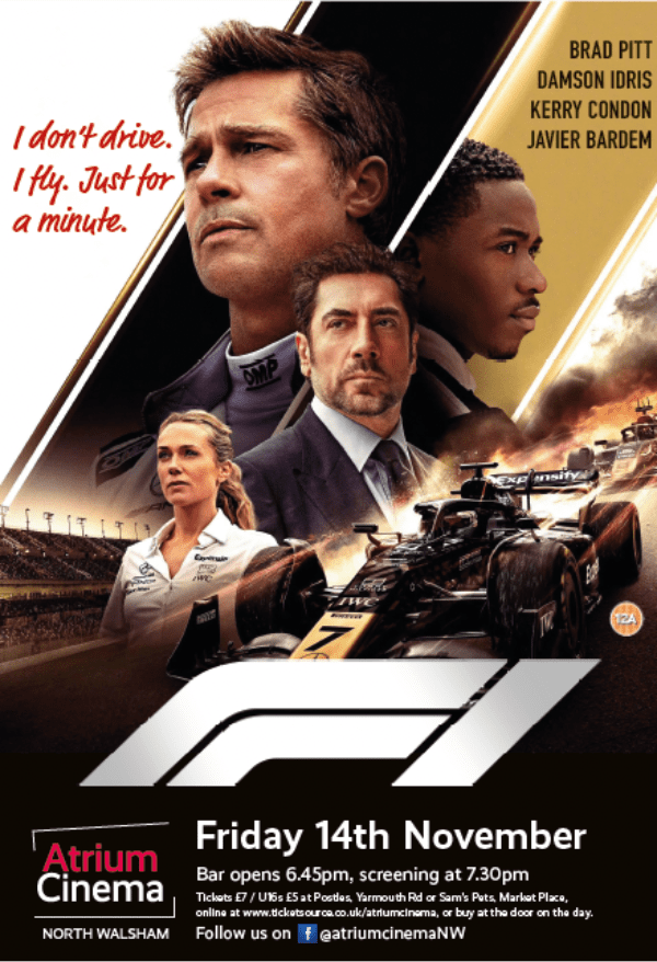 November Evening Film: F1: The Movie (12A) at The Atrium Cinema event ...
