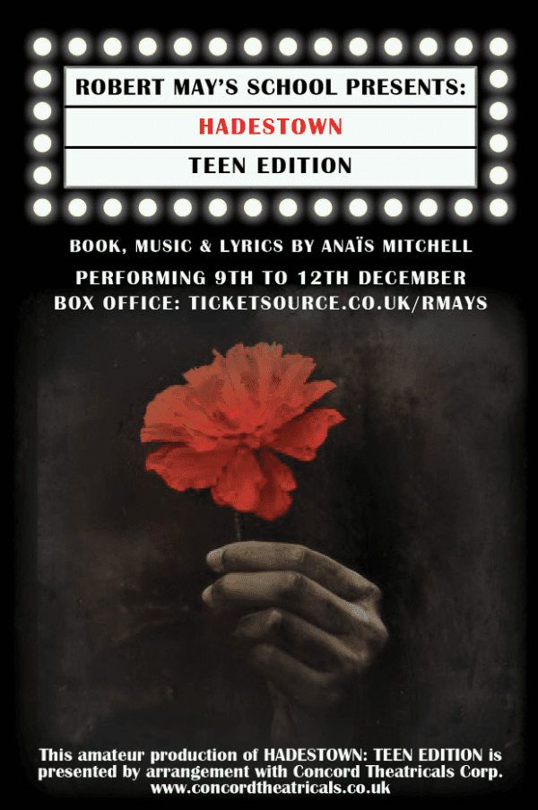 Hadestown at Robert May's School Hall event tickets from TicketSource