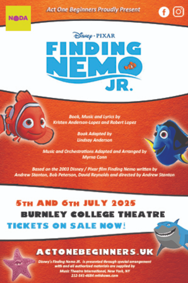 Finding Nemo JR. at Burnley College Theatre event tickets from TicketSource