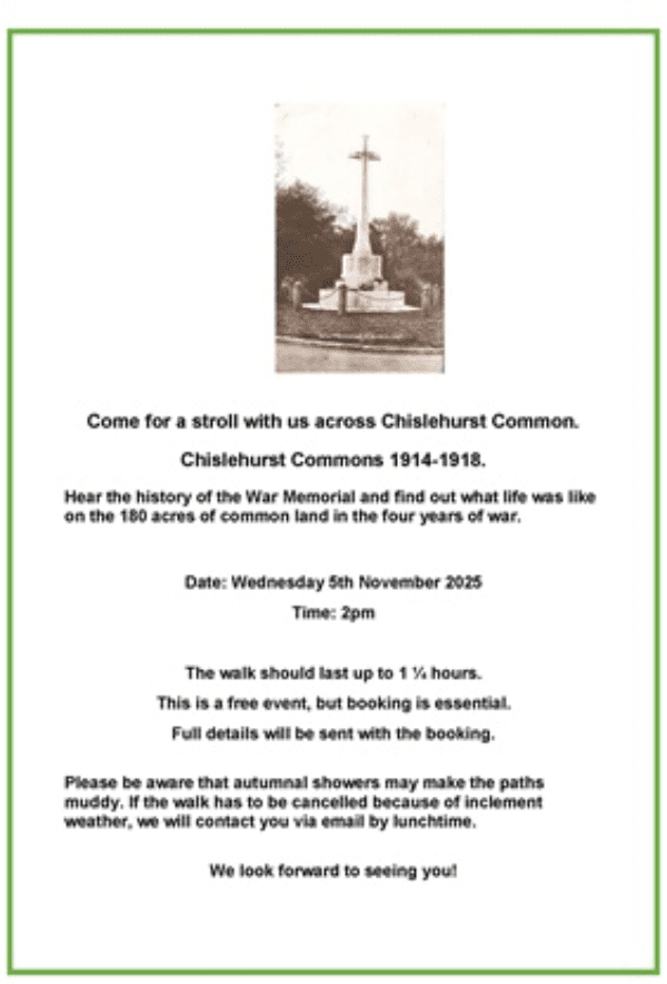 Chislehurst Common Walk Wednesday 5th November 2025 2 pm at May Queen ...