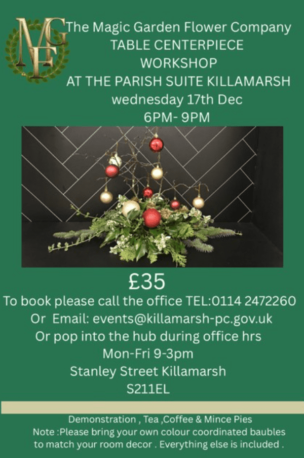 Christmas Centrepiece Workshop at Killamarsh Parish Suite event tickets ...